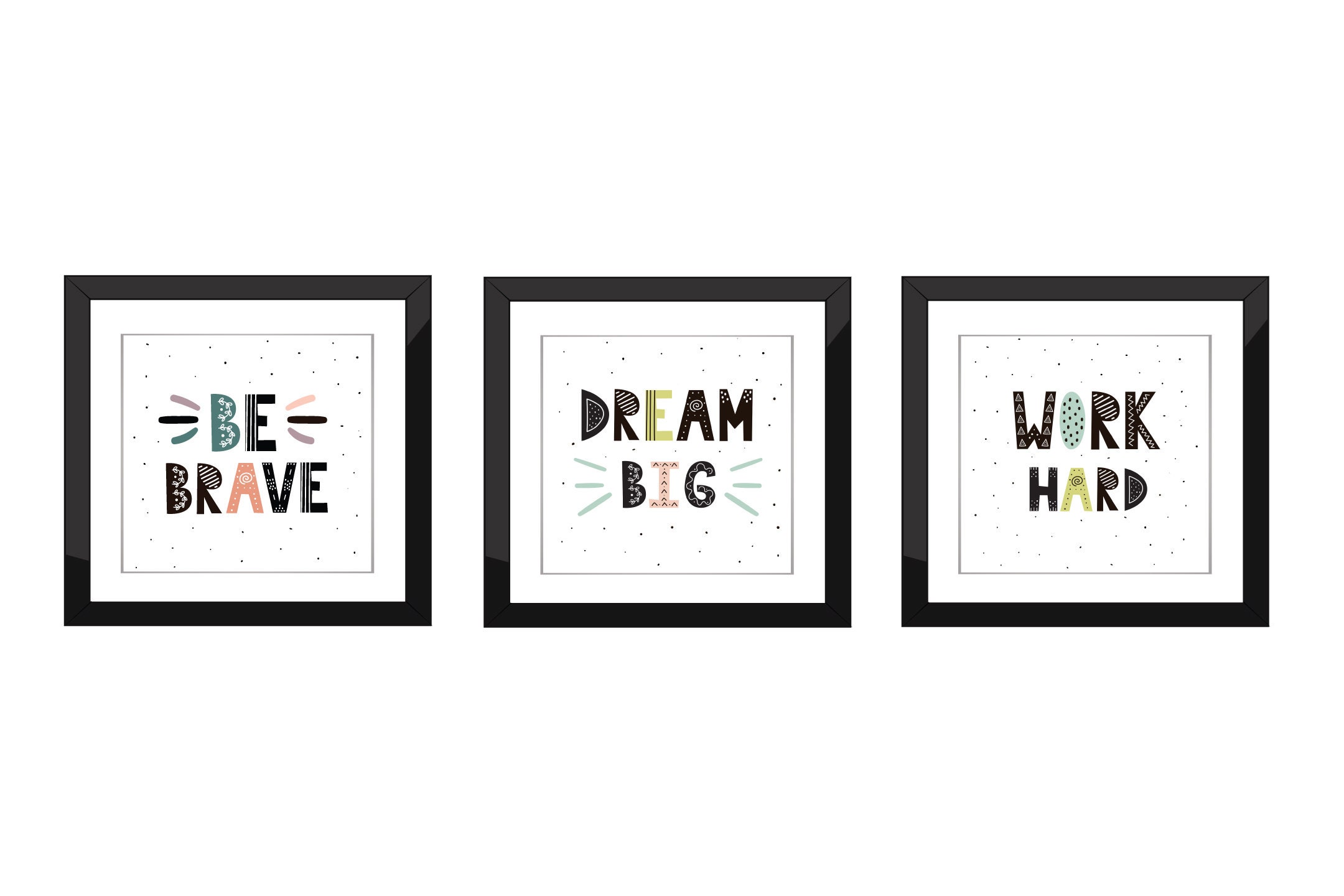 Inspirational Kids Room Art Prints: Be Brave, Dream Big, Work Hard ...