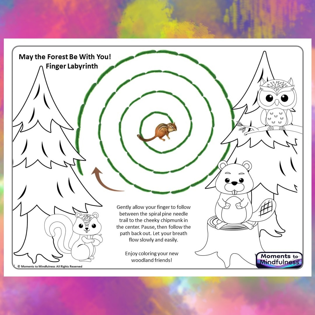 Finger Labyrinth With Coloring Pages, Printable Calming Activities for ...