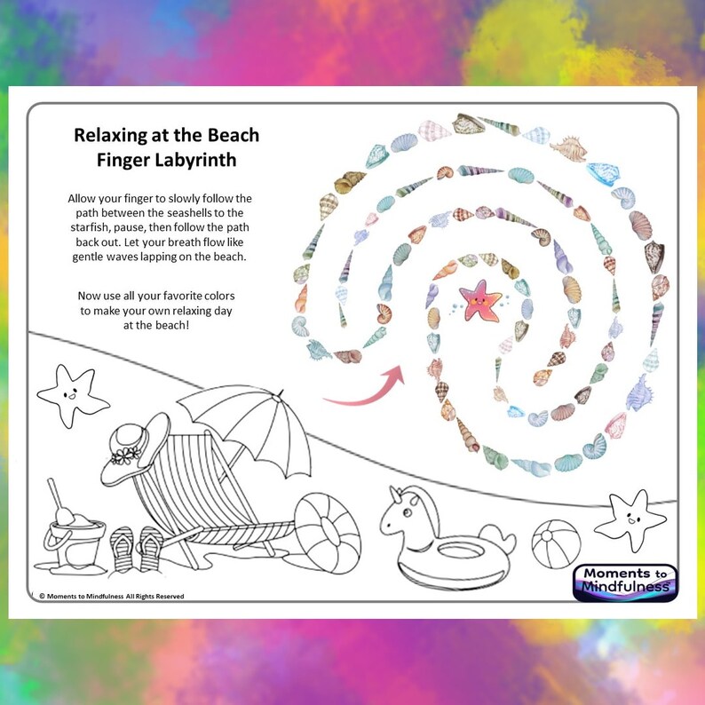 Finger Labyrinth With Coloring Pages, Printable Calming Activities for ...