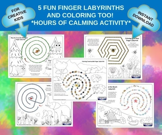 Finger Labyrinth With Coloring Pages, Printable Calming Activities for ...