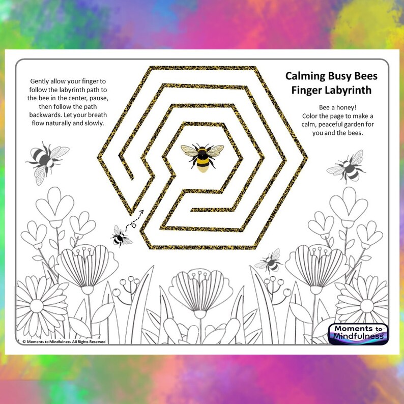 Finger Labyrinth With Coloring Pages, Printable Calming Activities for ...