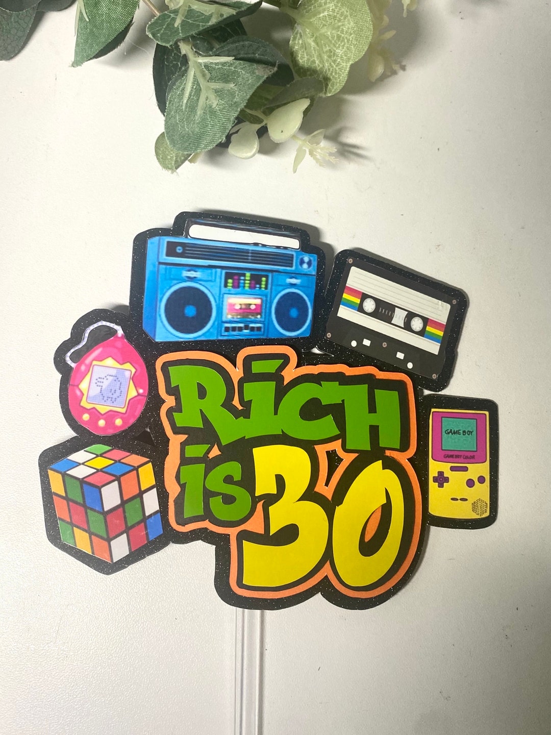 90s Cake Topper, Nineties Style Cake Topper, Personalised Cake Topper ...