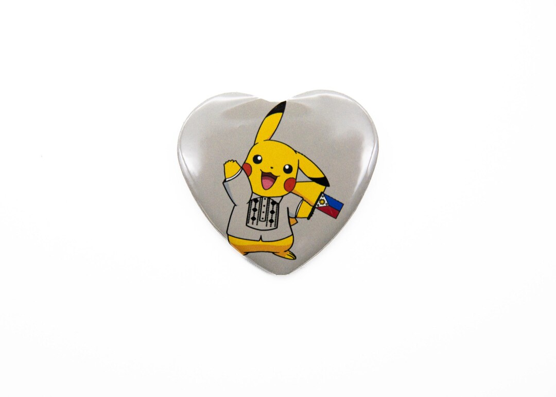 Pikachu Barong Heart Button, Heart Shaped Filipino Button, Button Pins ...