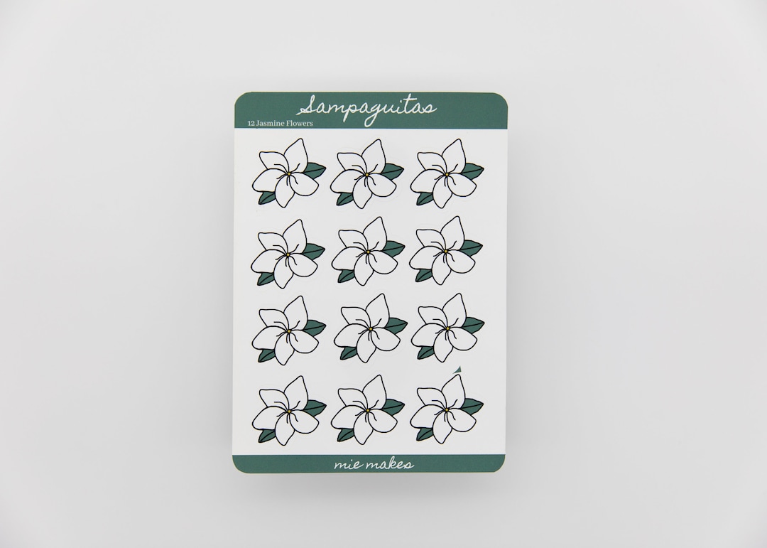 Sampaguita Sticker Sheet, Jasmine Flower Stickers, Floral Sticker ...