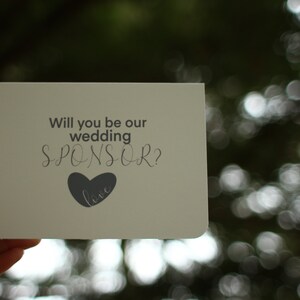 Will You Be Our Wedding Sponsor Greeting Card, Homemade Greeting Card ...