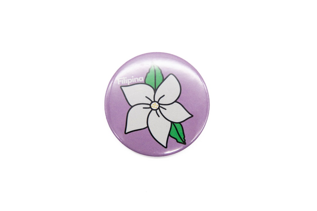Filipina Sampaguita Button, Round Filipina Button, Button Pins, Flower ...