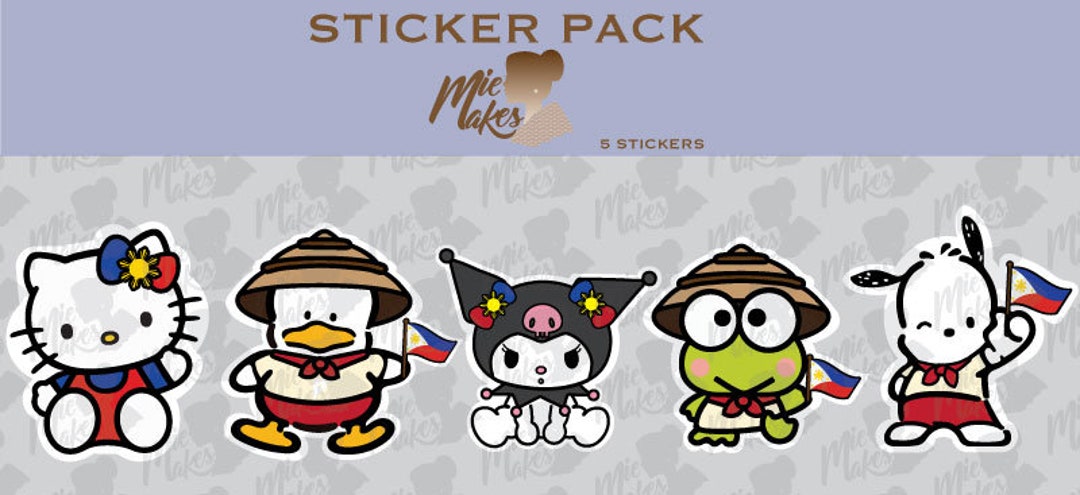 Sanrio Filipino Sticker Pack, Hello Kitty, Pekkle, Kuromi, Kerropi ...