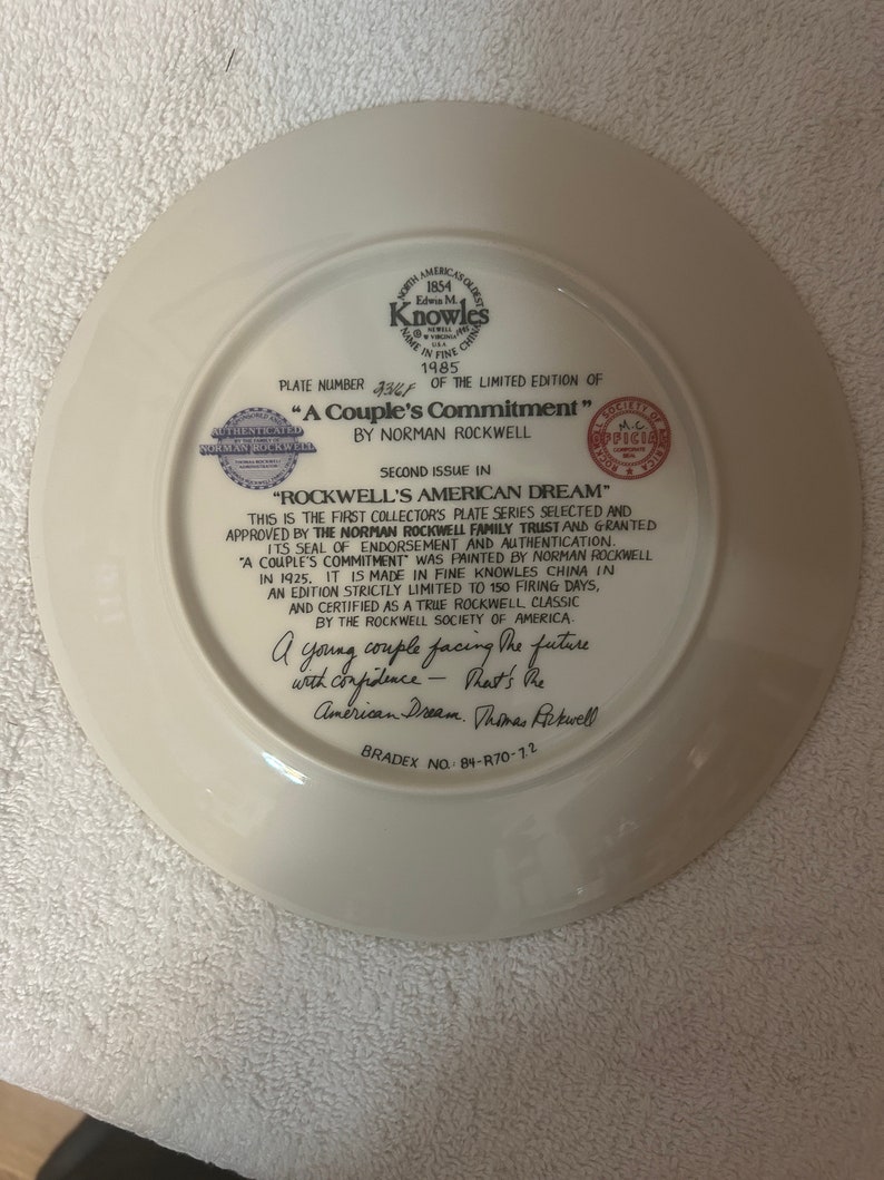 Norman Rockwell's Vintage Collectors Plate "couples Commitment" - Etsy