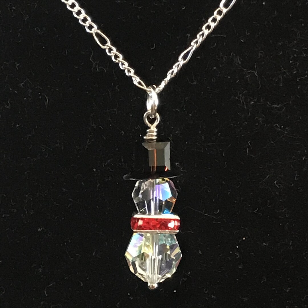 Swarovski Crystal Snowman Pendant Necklace - Etsy