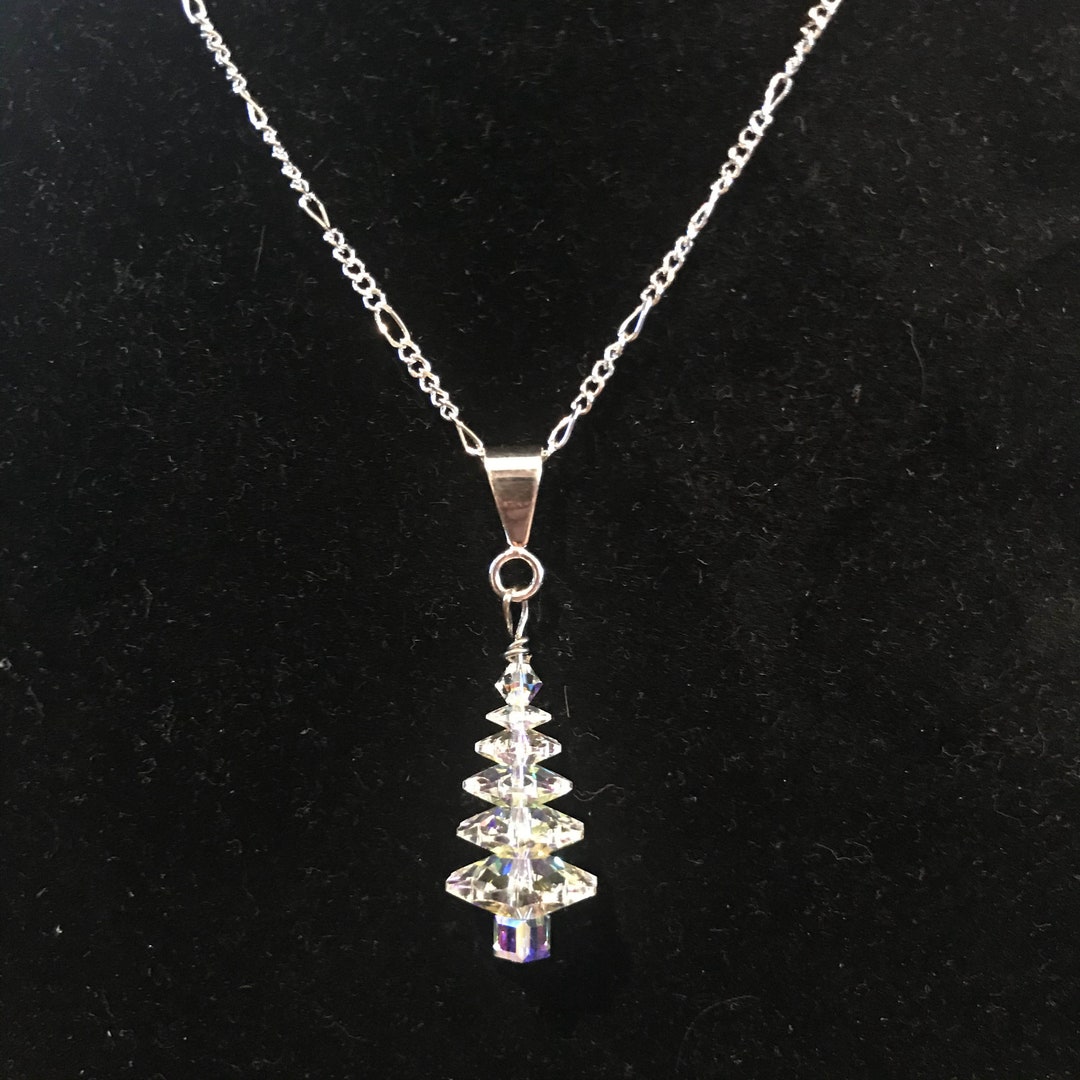 Swarovski Crystal Christmas Tree Pendant Necklace - Etsy