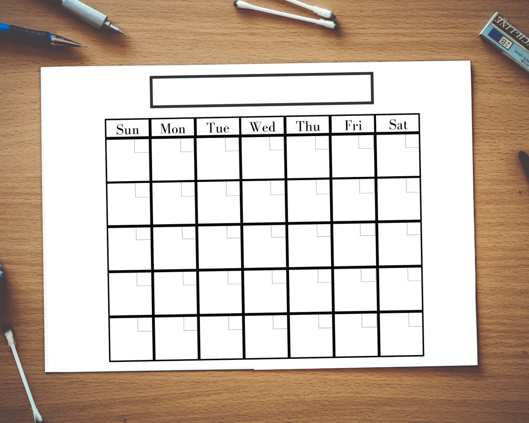 PDF Blank Calendar Printable - Instant Download, Printable, - Etsy