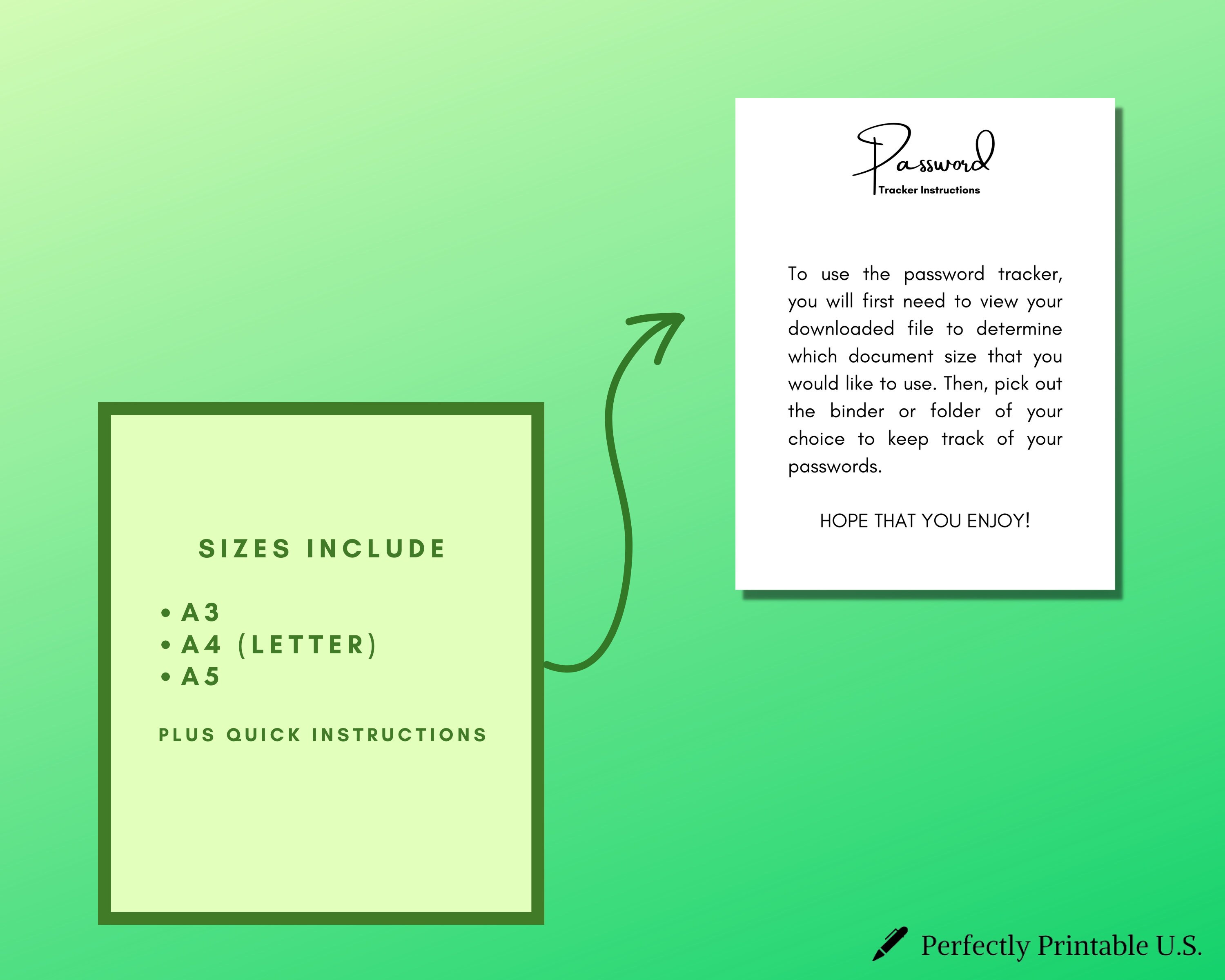 Printable Password Tracker (instant Download) - Fillable Password ...