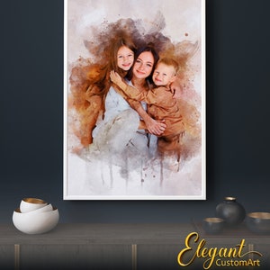 Watercolor Family Portrait From Merging Multiple Photos, Anniversary ...