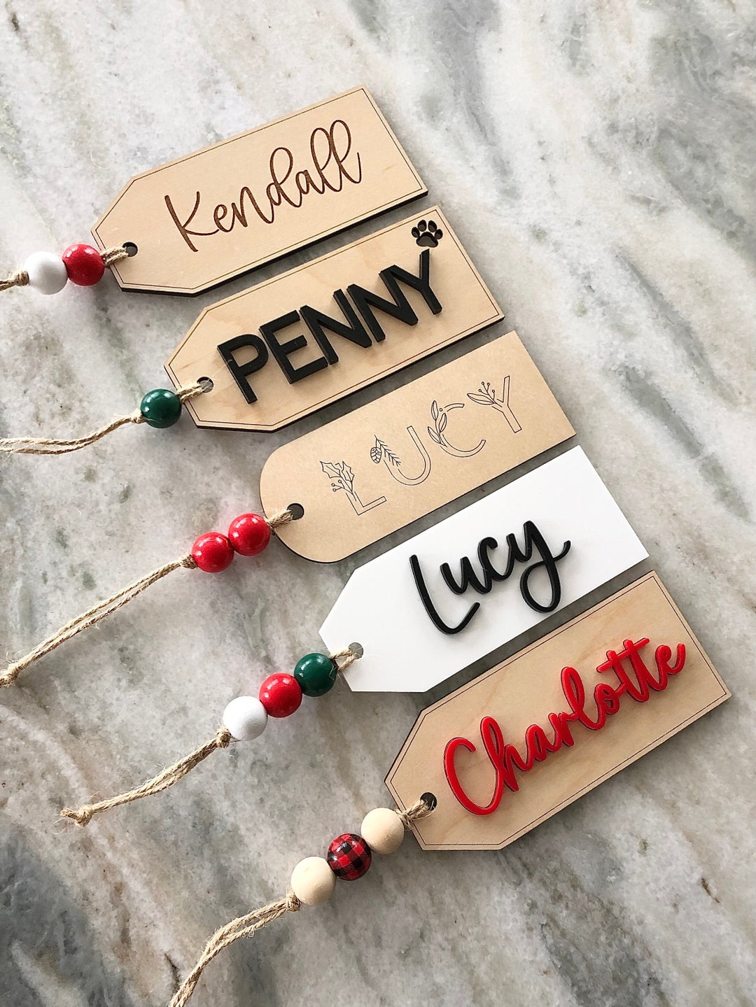 Custom Wood Stocking Tag | Name Stocking Tag | 3D Wood Personalized ...