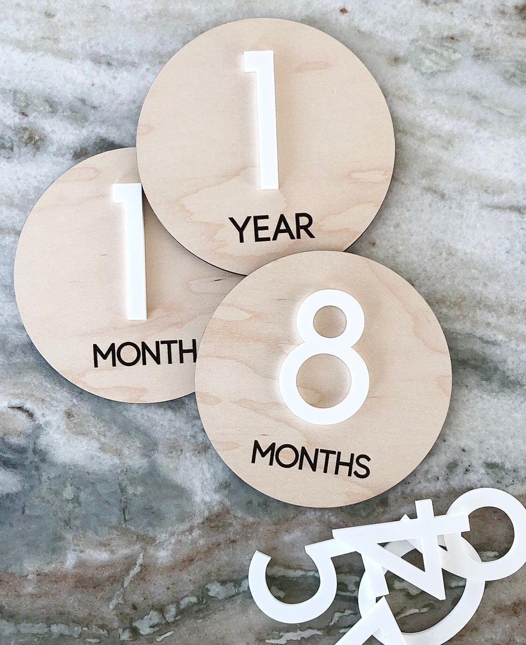 Interchangeable Monthly Milestone Markers | Wood Milestone Circles ...