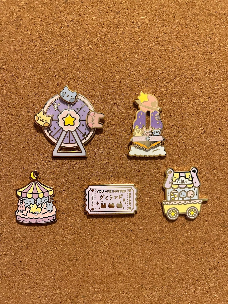 Kawaii Pastel Fun Festival Theme Enamel Pins sliding & - Etsy