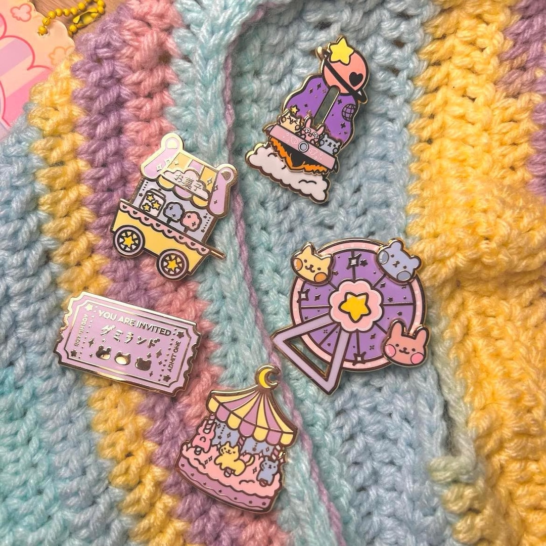 Kawaii Pastel Fun Festival Theme Enamel Pins (sliding & Spinning Pins ...