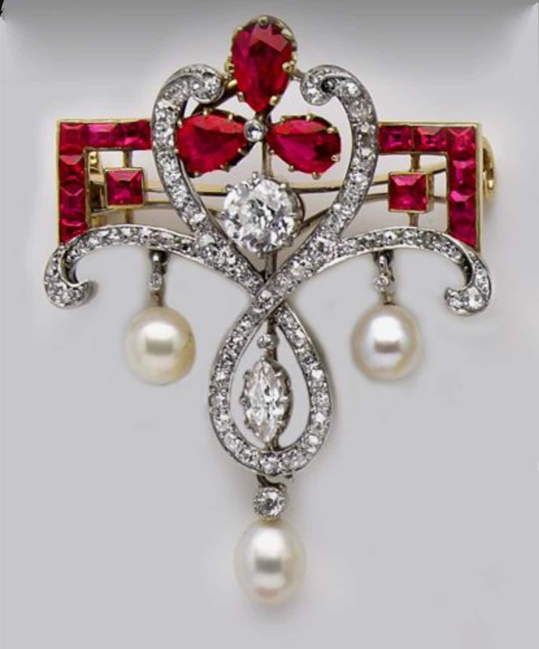 Beautiful Zircon and Ruby Pearl Silver Brooch, Silver Purity 92.5 ...