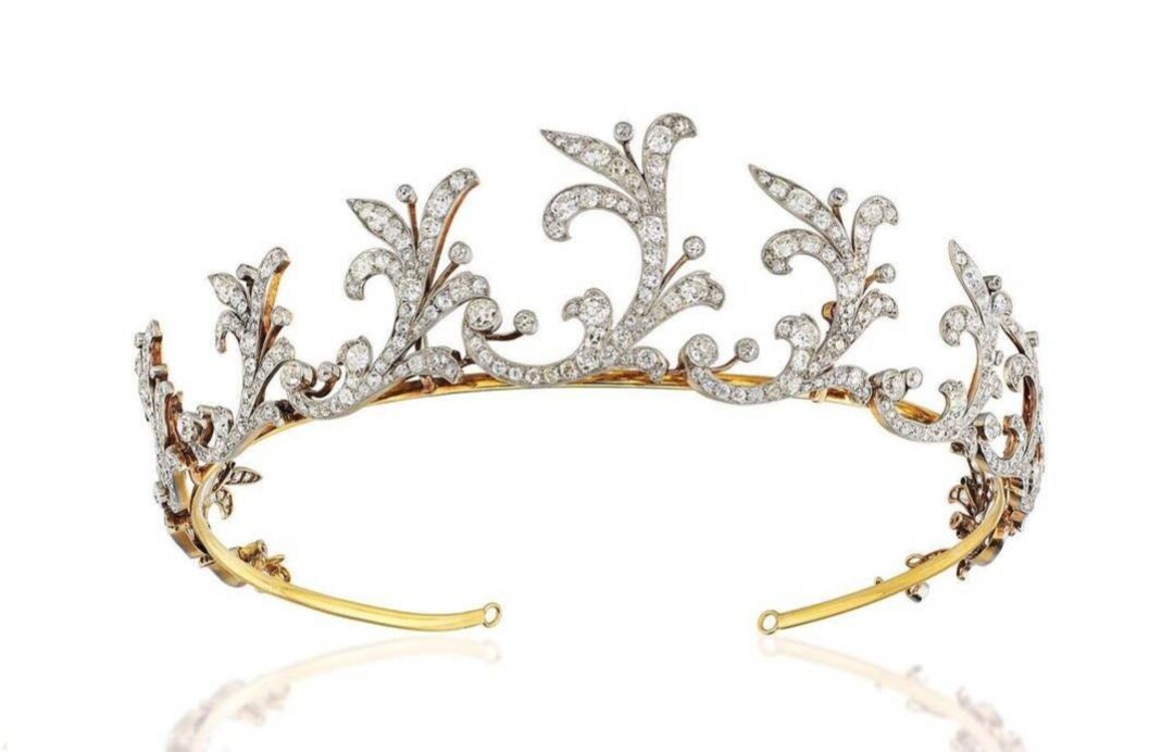 Art Deco Rose Cut Diamond Tiaras, 8.95ct Diamond, Silver Purity 92.5 ...