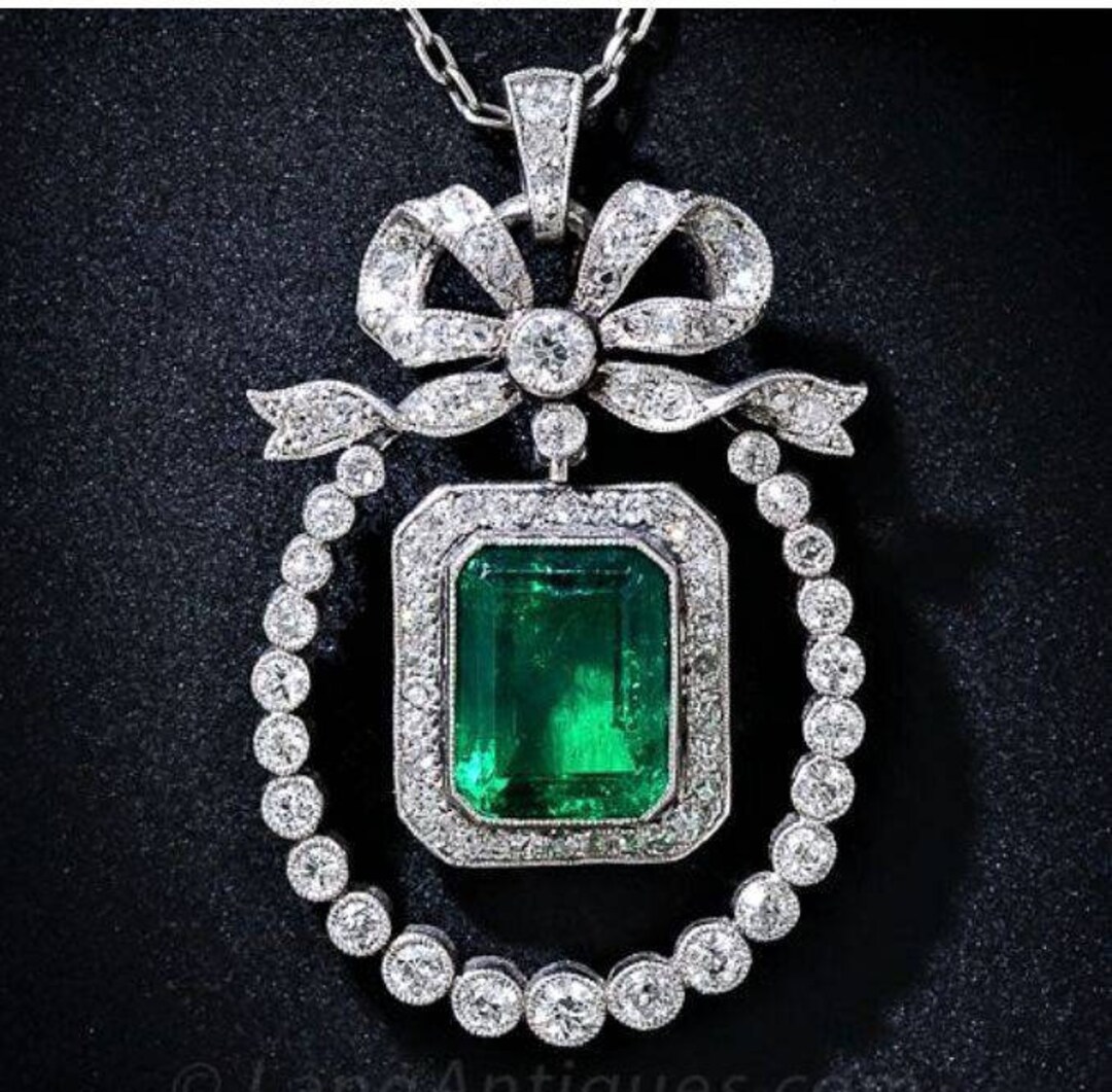 American Diamond 4.54ct Diamond and Emerald, Silver Purity 92.5 ...