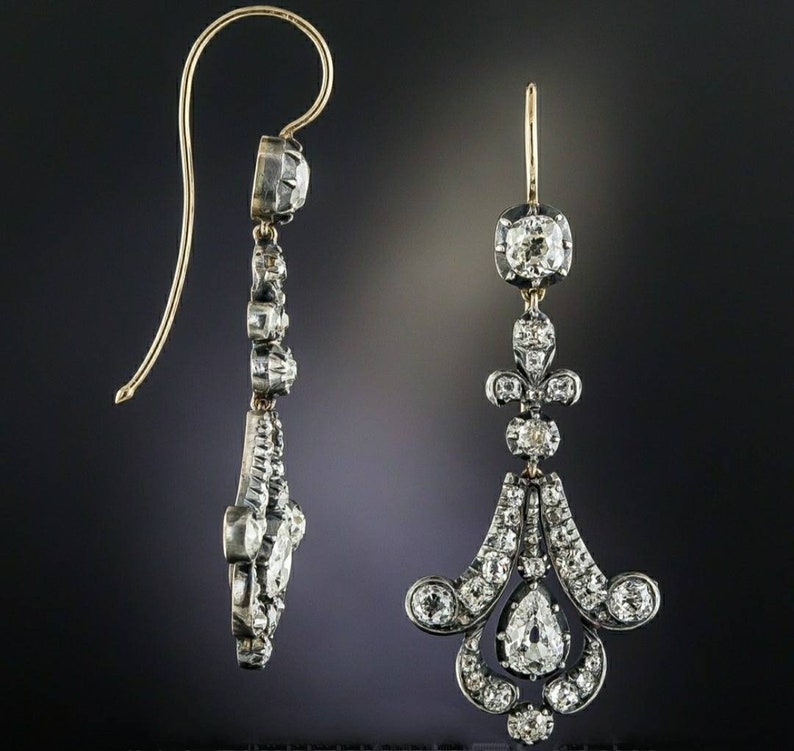 Dramatic Rosecut Diamond Earrings 2.95ct Diamond Silver - Etsy