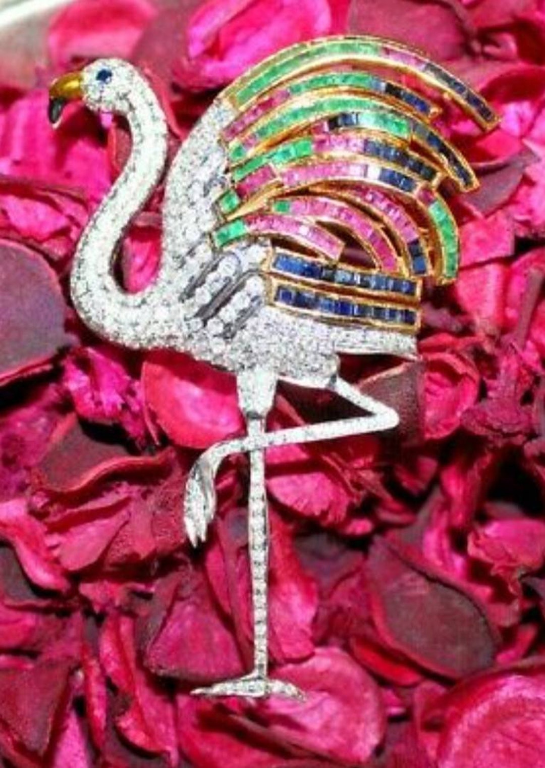 Flamingo Brooch /victorian Flamingo Ruby and Emerald,blue Sapphire ...