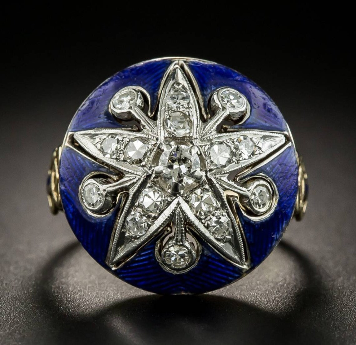 Victorian Style Designer Blue Enamel Ring With Gold Plated - Etsy