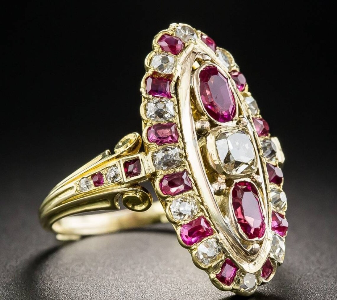 Victorian Style Designer Ring With Gold Plated Rose Cut - Etsy