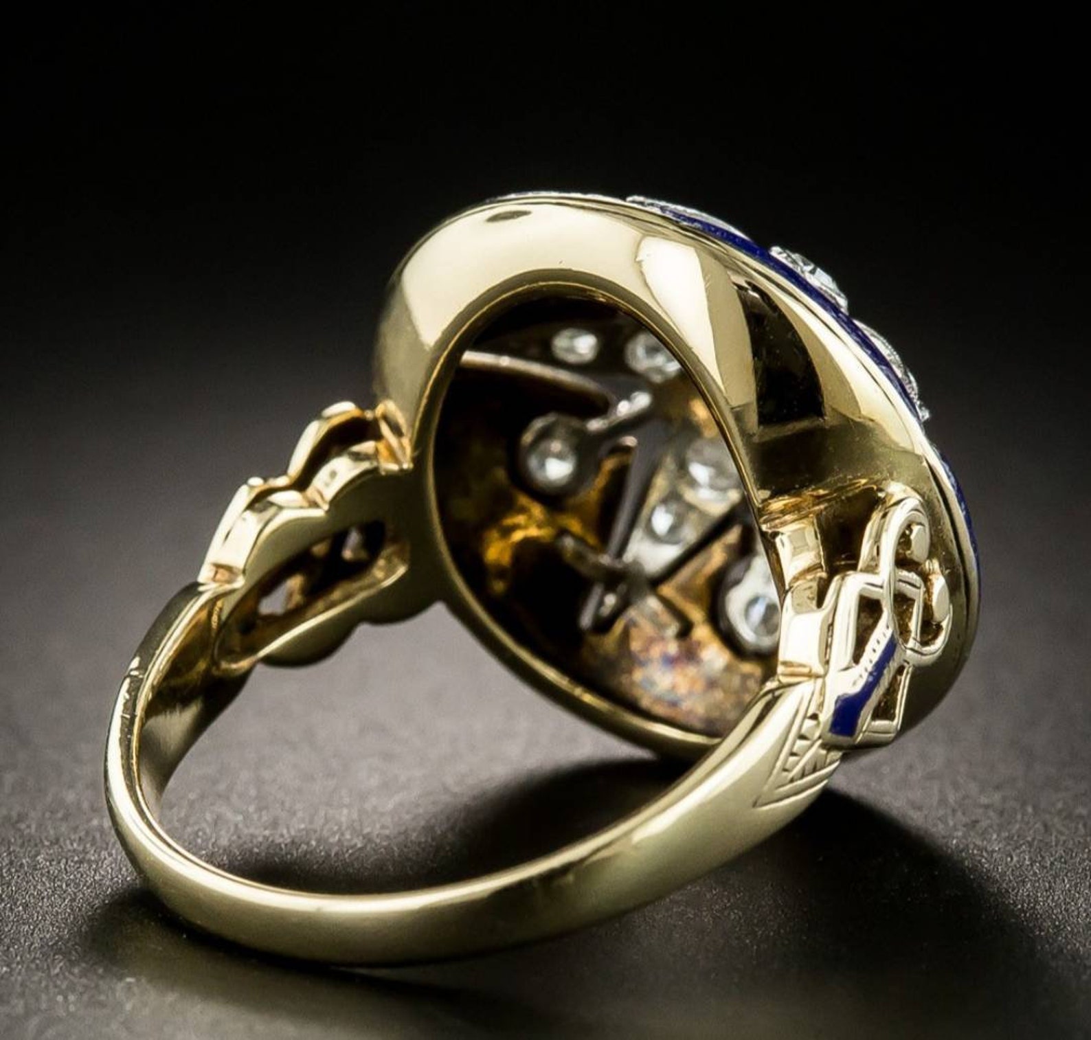 Victorian Style Designer Blue Enamel Ring With Gold Plated - Etsy