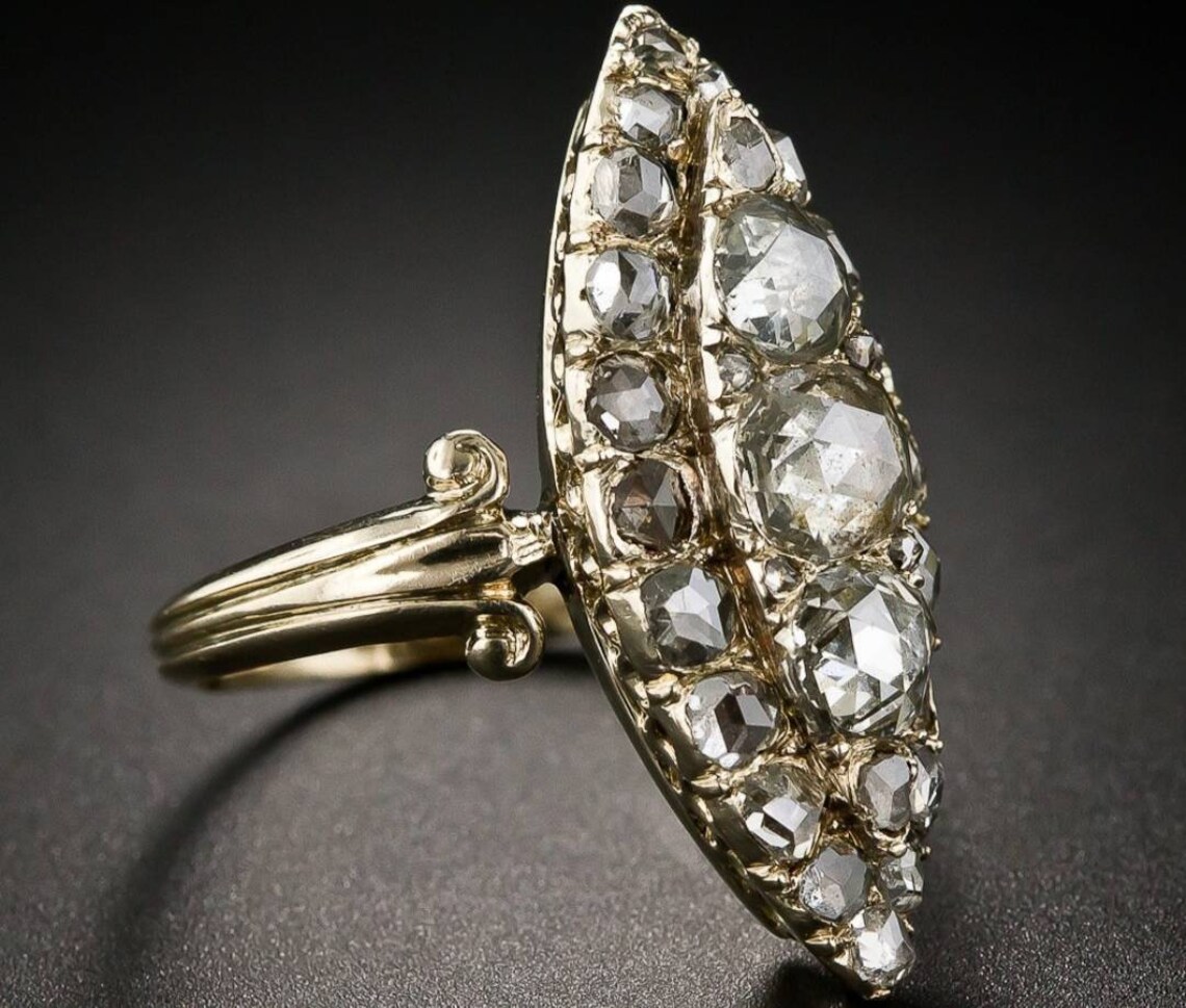 Victorian Style Designer Ring With Gold Plated Rose Cut - Etsy