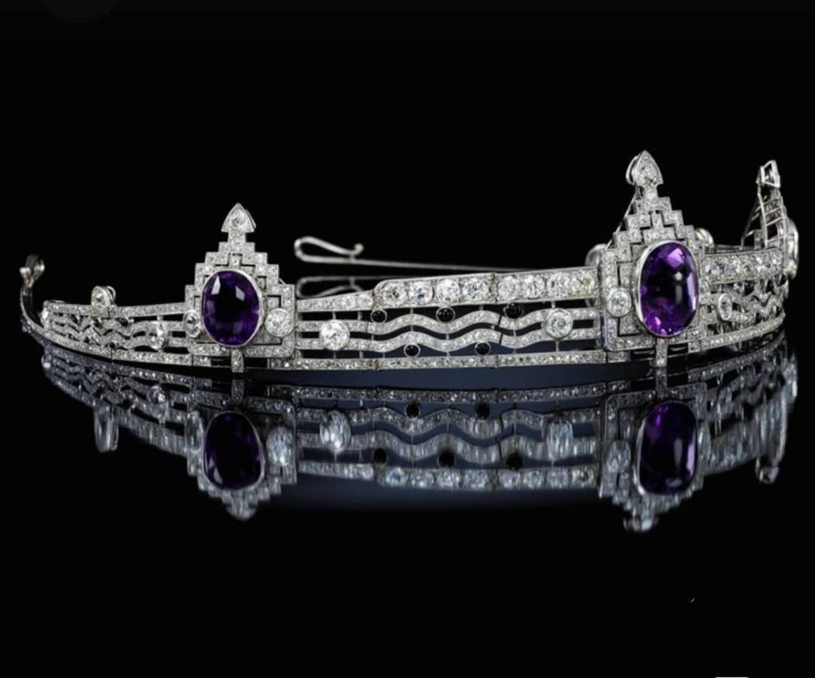Historic Look American Diamond Tiaras, 15.25ct Diamond, Silver Purity ...