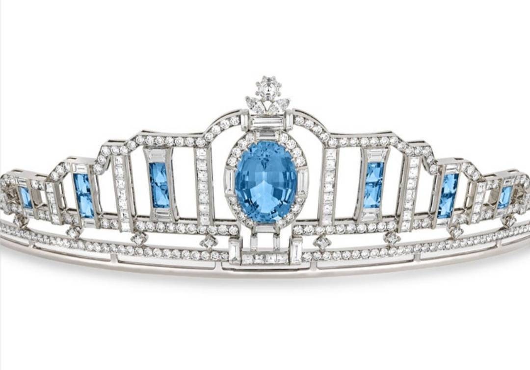 Tiaras de piedra de diamantes americanos y aguamarina, diamante de 5 ...
