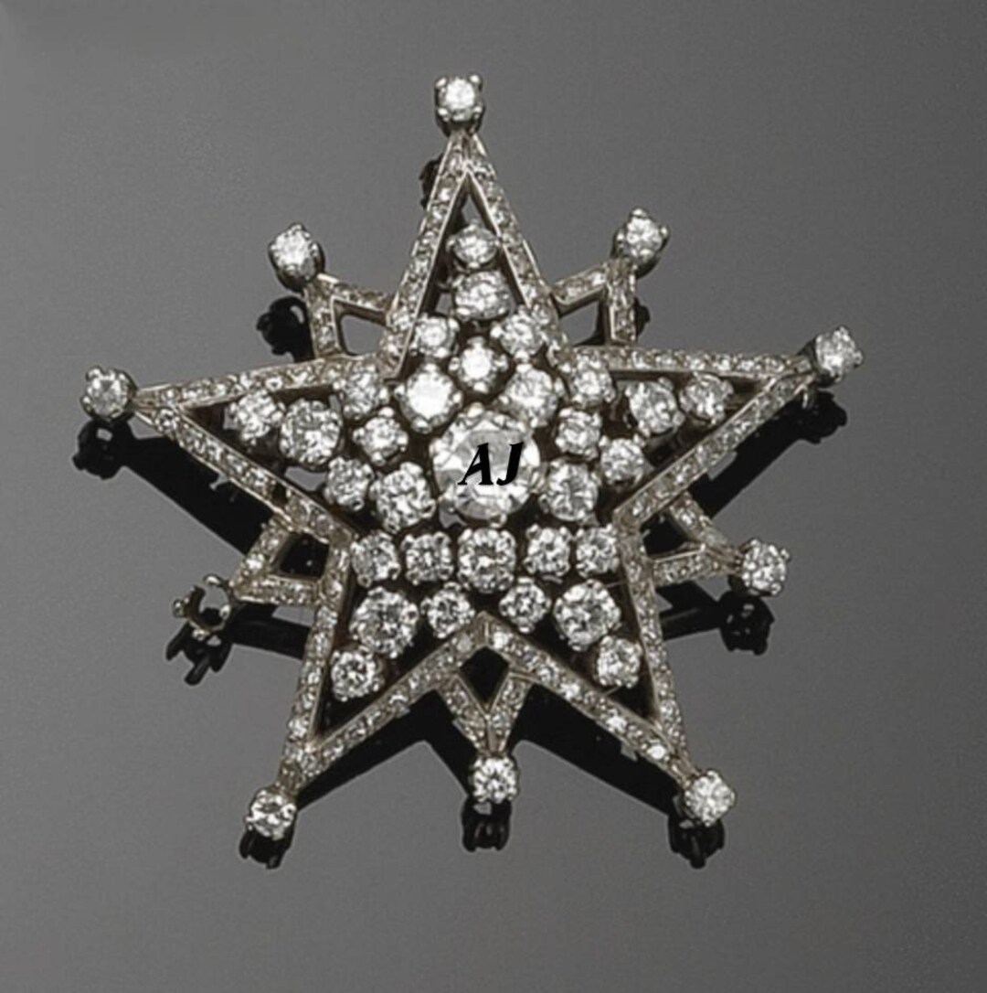 Victorian STAR Rose Cut Diamond 3.14ct Diamond, Silver Purity 92.5 ...