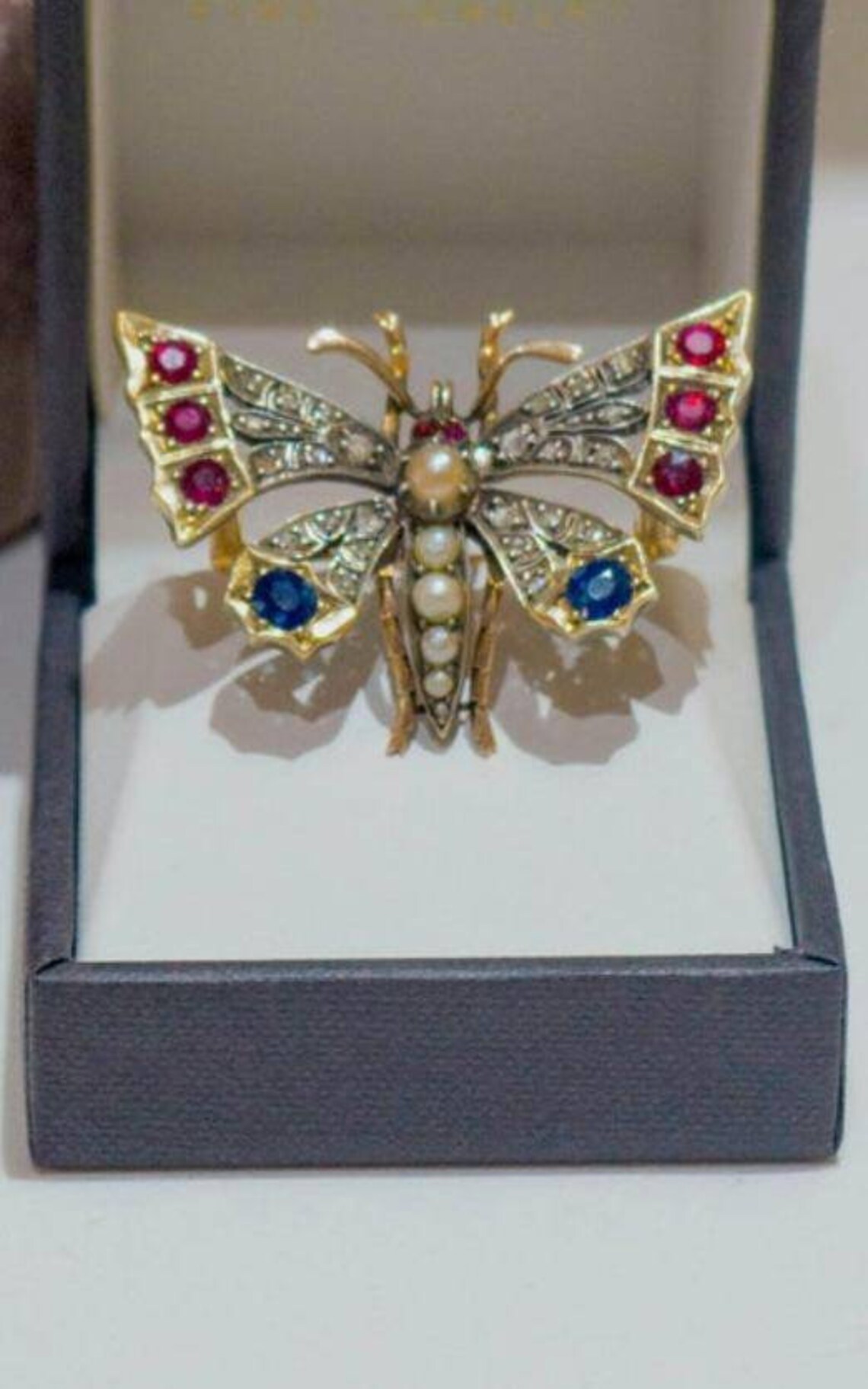 Butterfly Brooch /victorian Butterfly Rose Cut Diamond and Ruby Peral ...