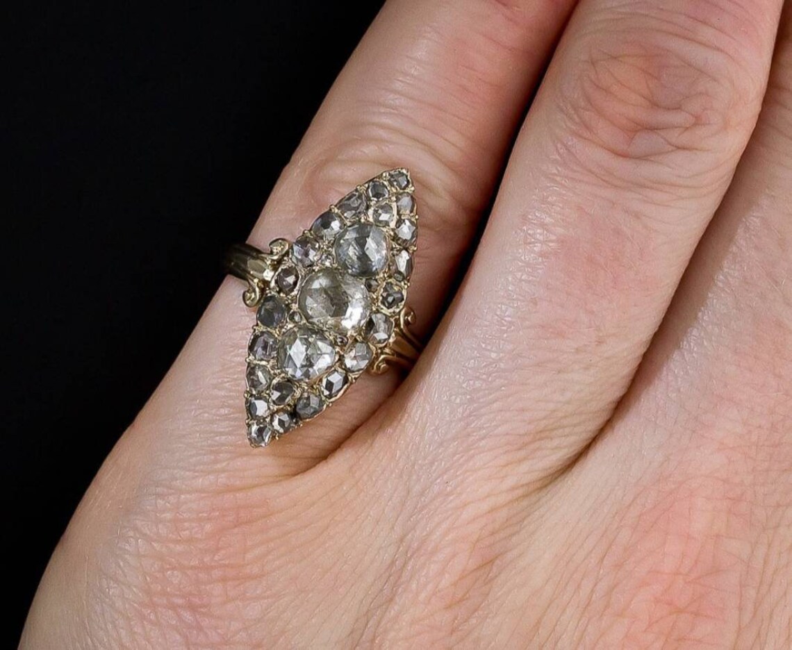 Victorian Style Designer Ring With Gold Plated Rose Cut - Etsy