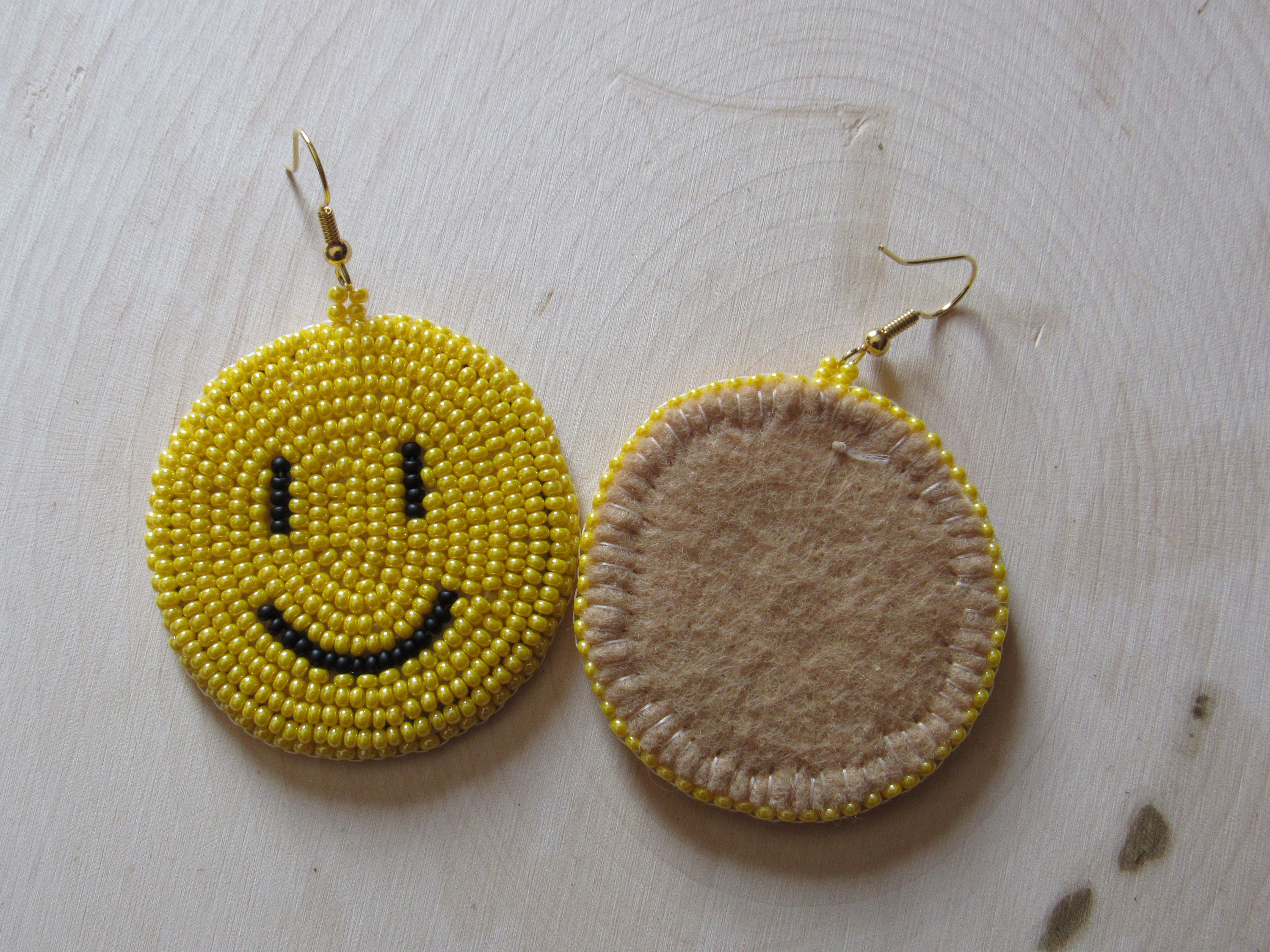 Seed Bead Smiley Face Earrings - Etsy UK