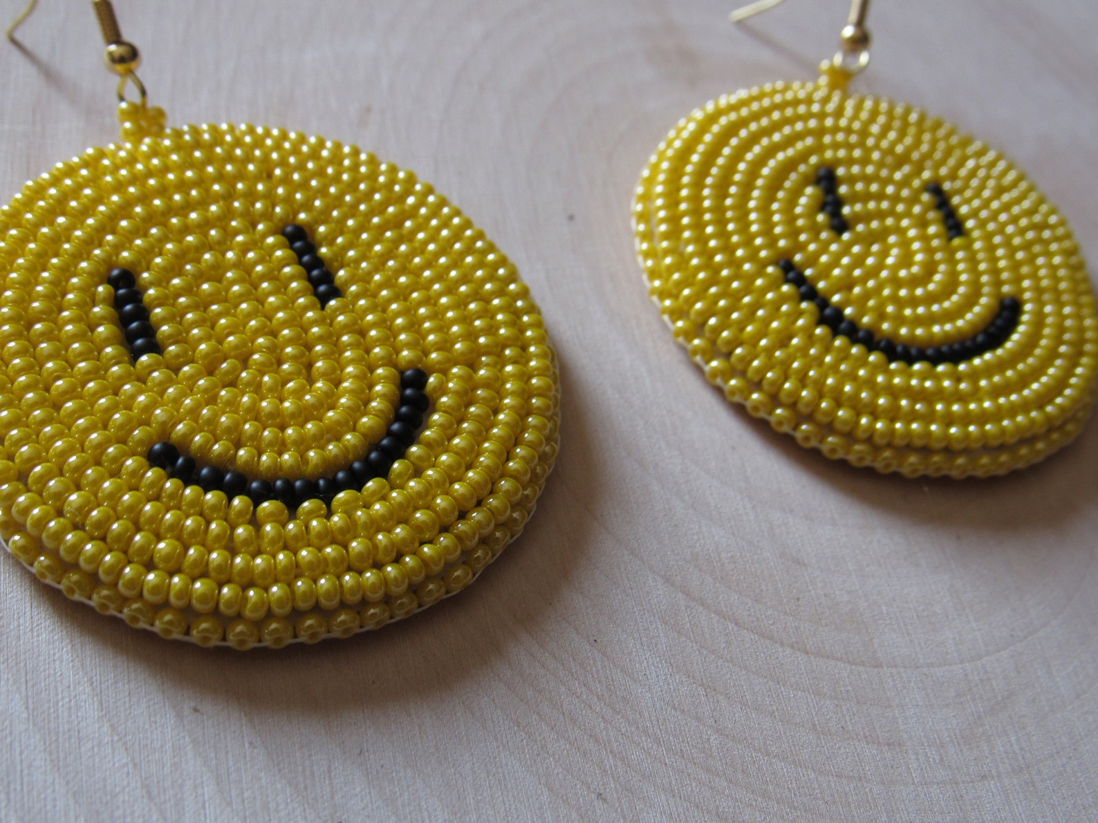 Seed Bead Smiley Face Earrings - Etsy