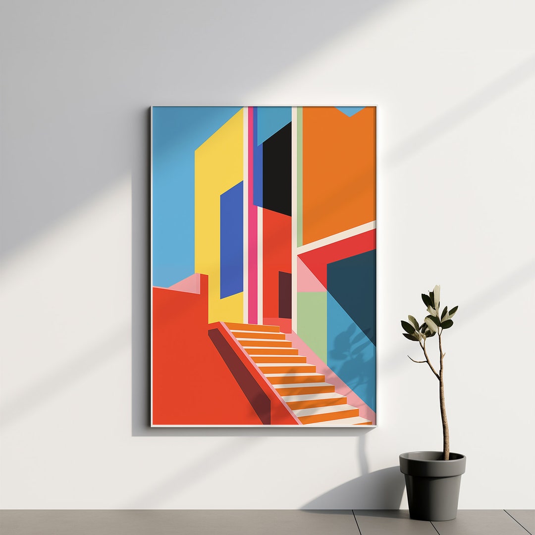 Abstract Architecture Print, Geometric Art, Colorful Abstract, Modern ...