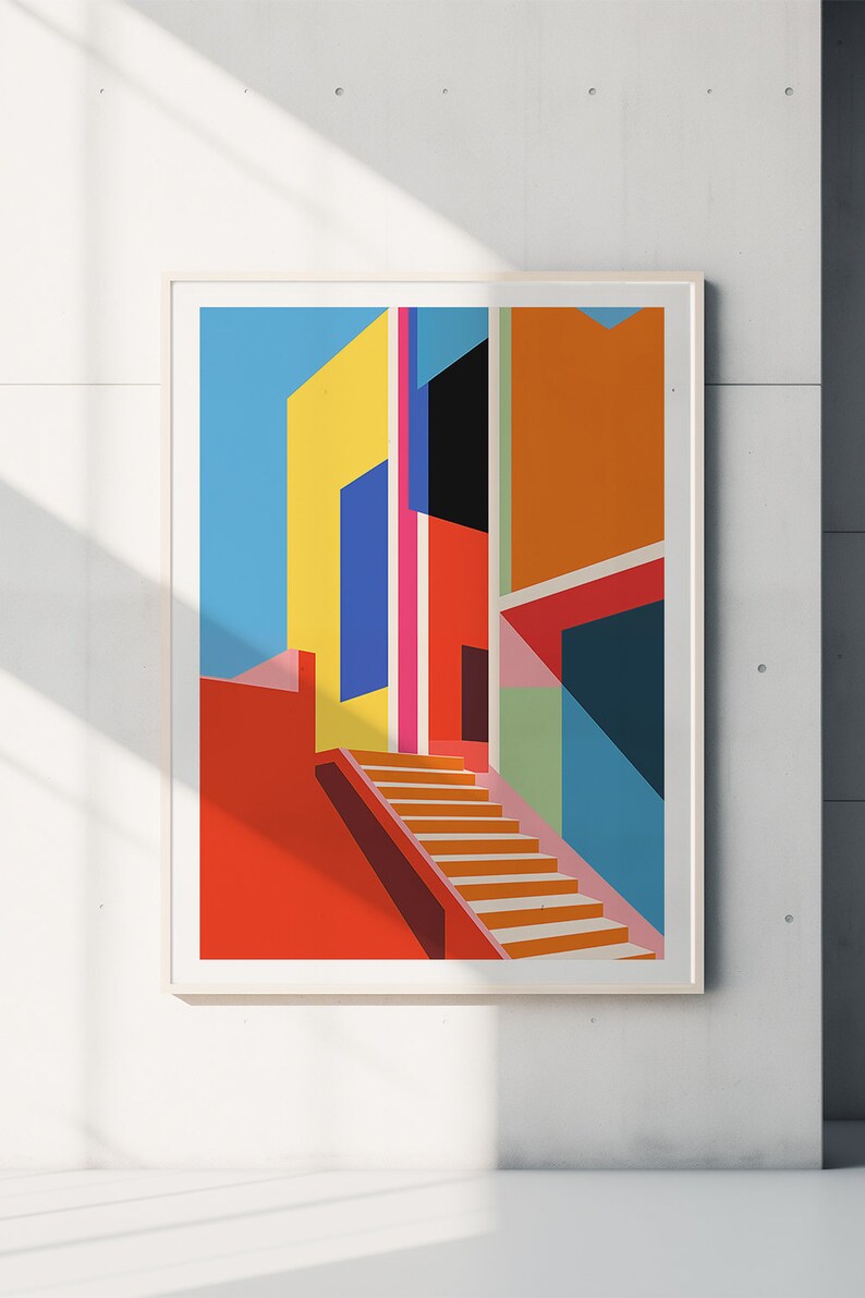 Abstract Architecture Print, Geometric Art, Colorful Abstract, Modern ...
