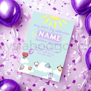 BT21 Birthday Invitation | BTS ARMY Baby First, Kid Birthday | KPOP ...