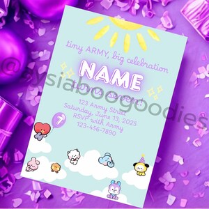 BT21 Birthday Invitation | BTS ARMY Baby First, Kid Birthday | KPOP ...