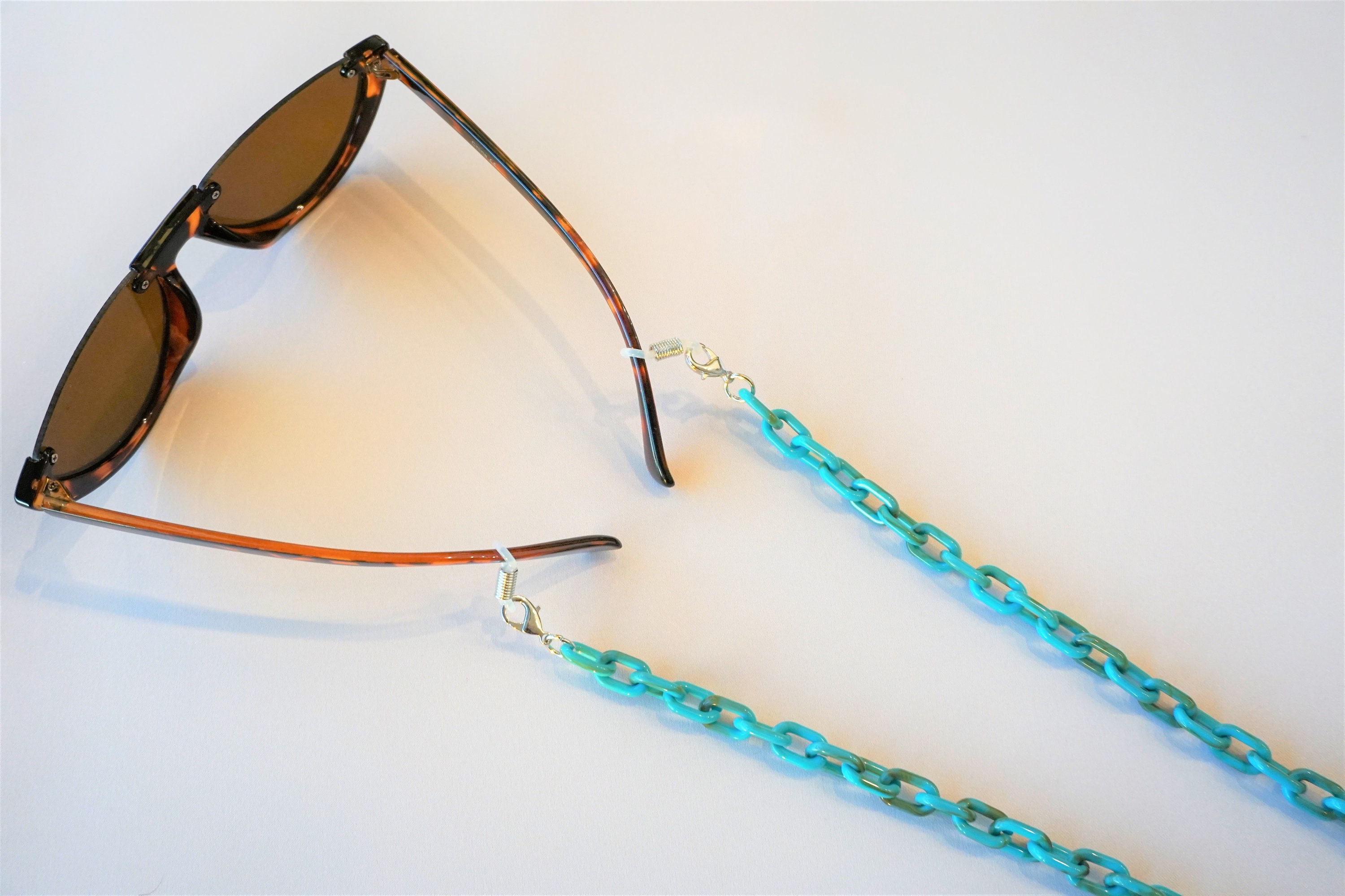 Turquoise Face Mask Chain/ Eyeglass Chain Resin Links With Silver ...