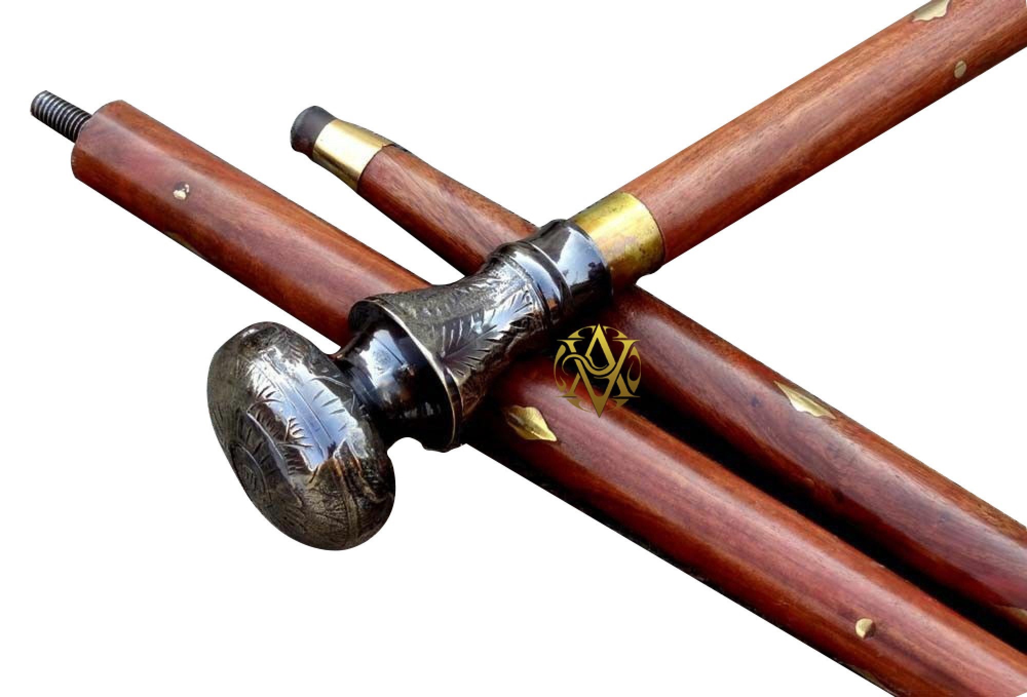 Antique Brass Wooden Stick Nautical Walking Stick Mobility 3 | Etsy