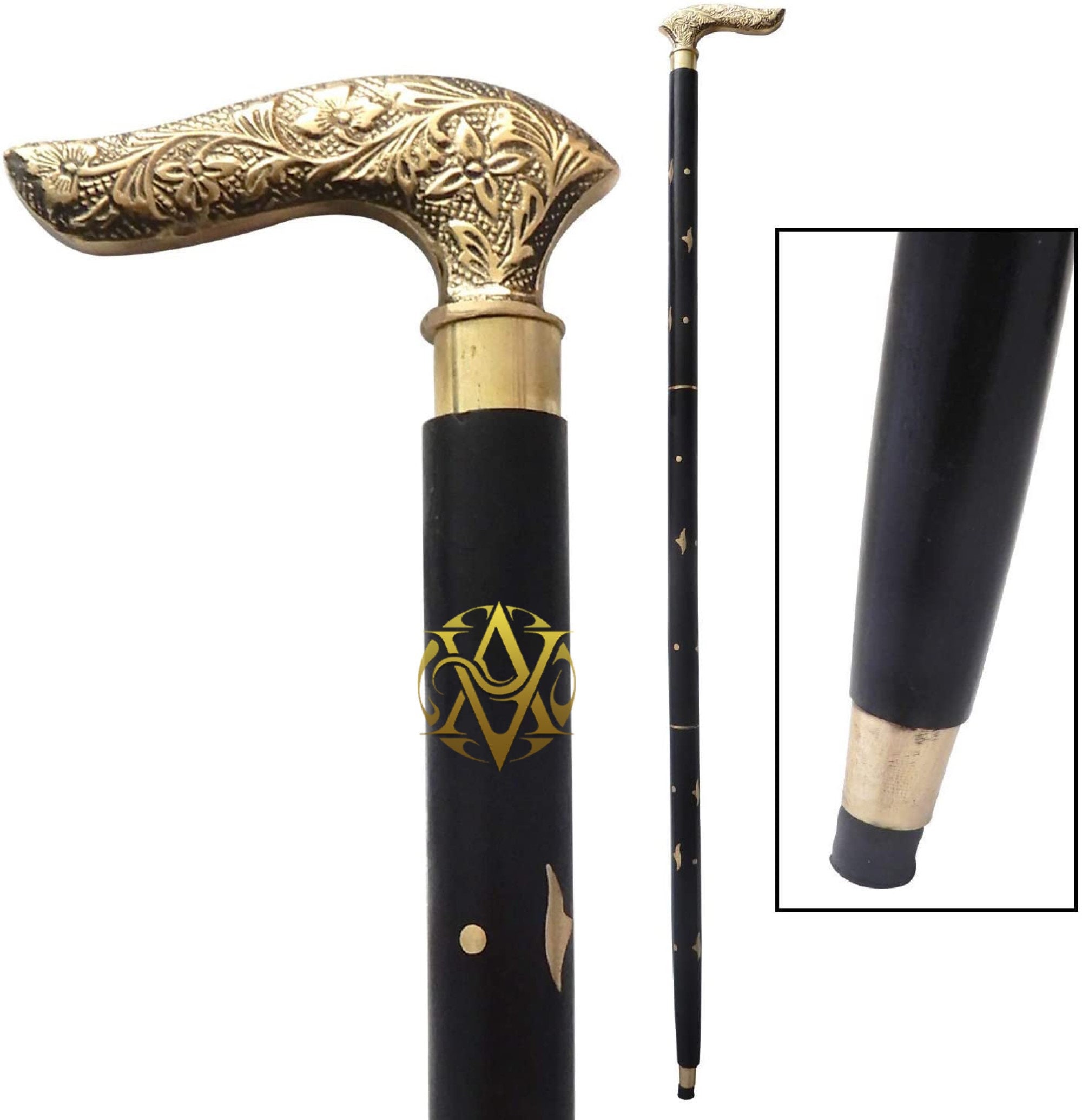 Antique Brass Wooden Stick Nautical Walking Stick Mobility 3 | Etsy