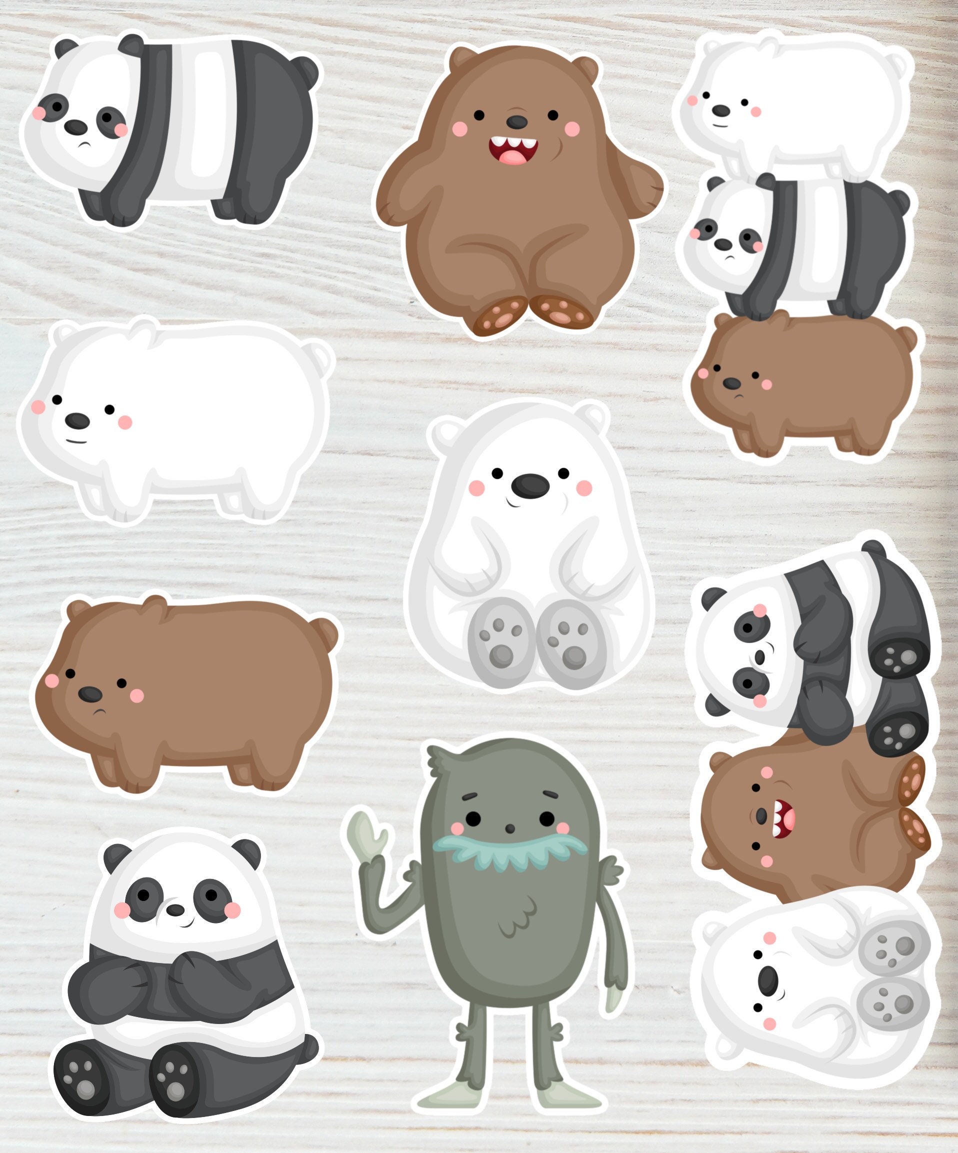 Paquete de pegatinas de osos pegatinas de osos lindos hoja | Etsy