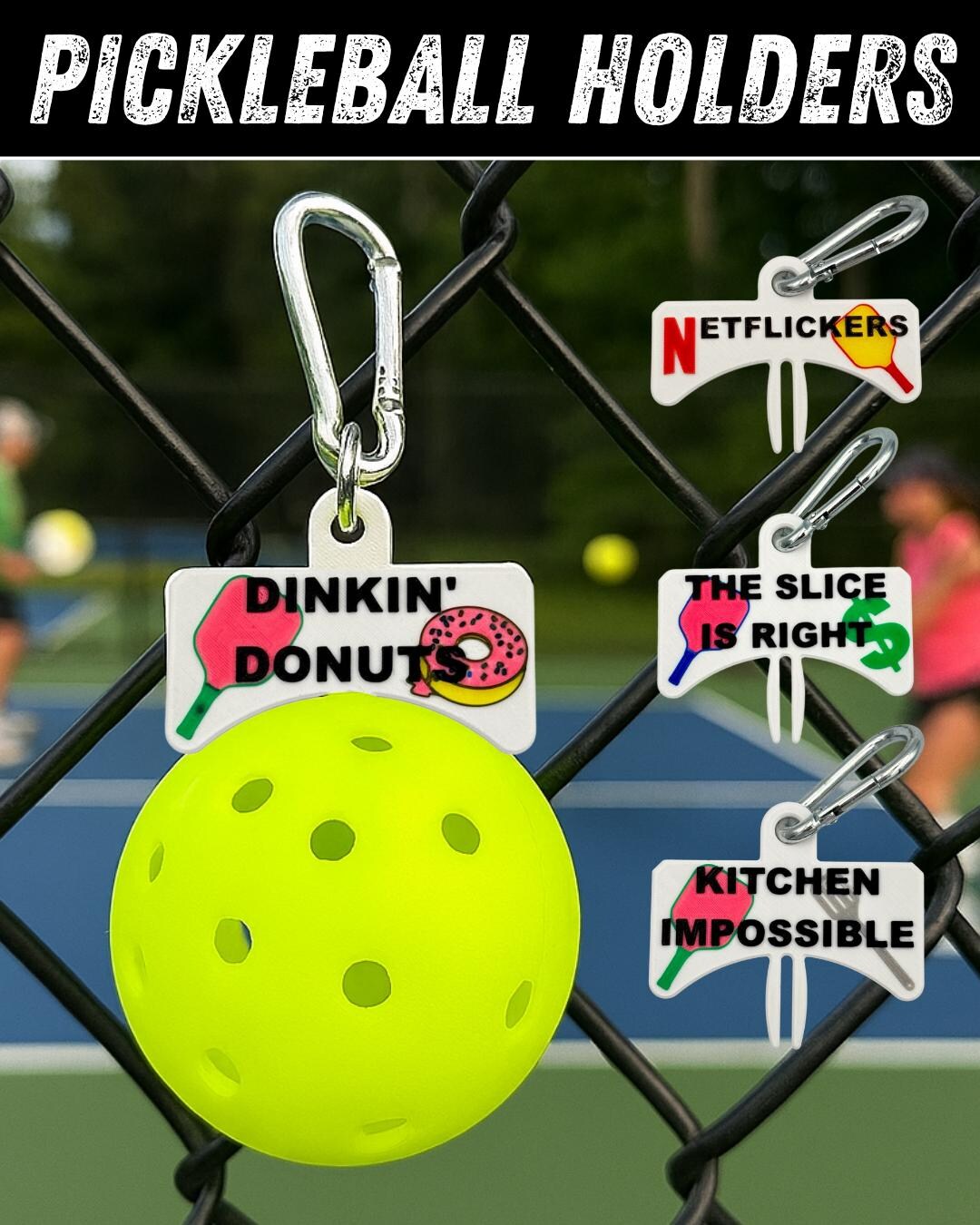 Pickleball Ball Holder Clip With Carabiner – Funny Paddle Accessories ...