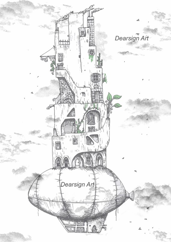 Flying City Drawing