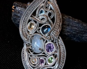 Gem Wire Wrapped Pendant - Etsy