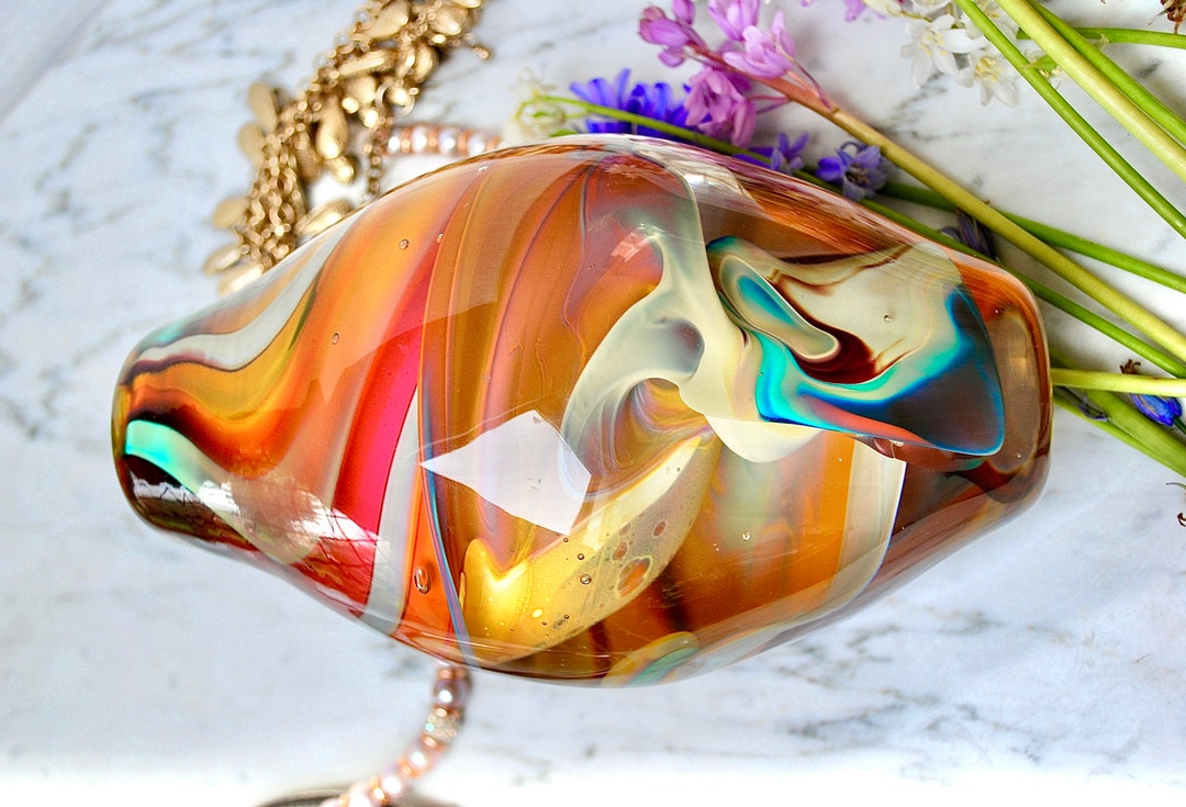Rare Stunning Work of Art Handblown Murano Vase With Colourful Swirls ...