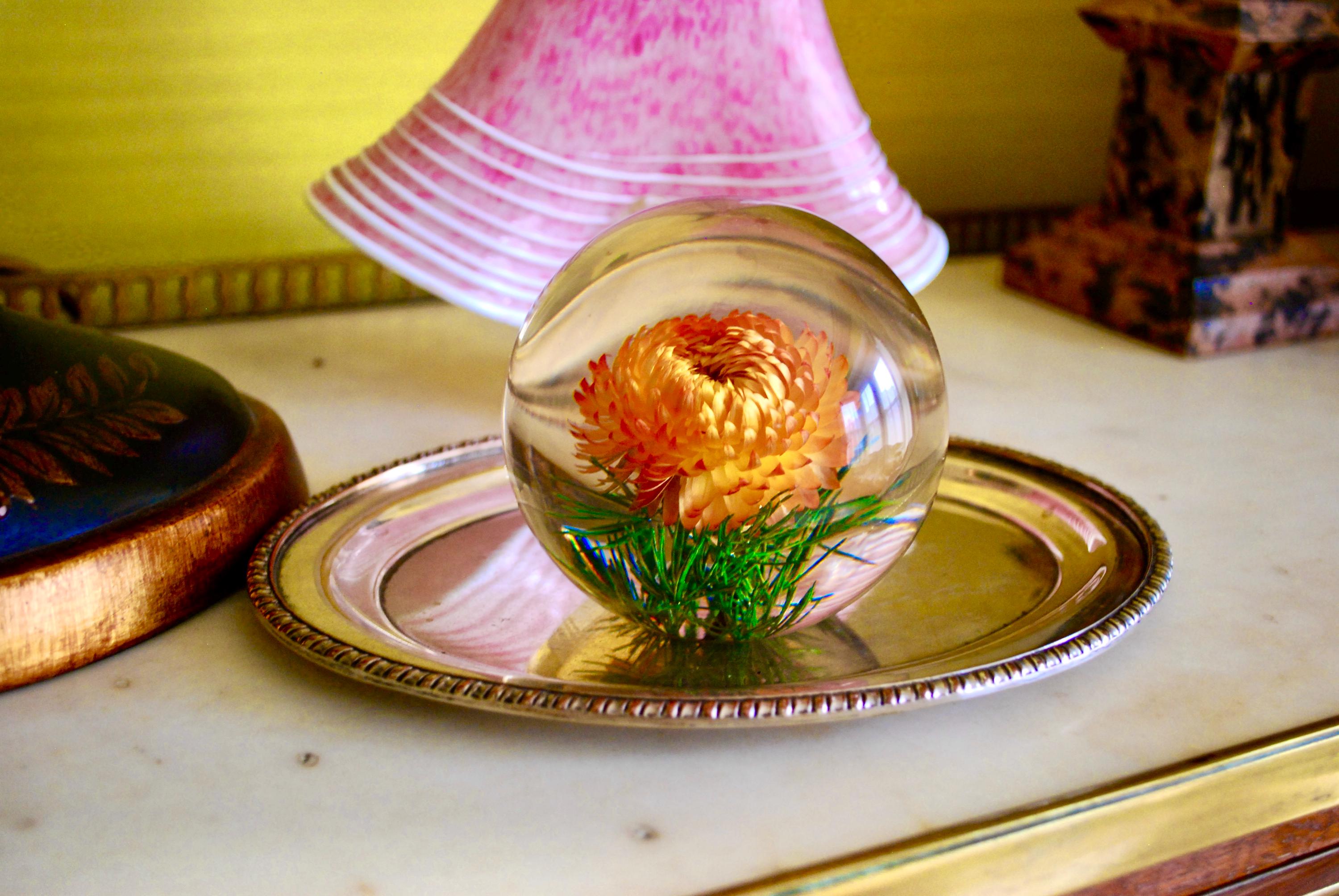 Large Paperweight Made From Quality Resin With Stunning Golden Orchid ...